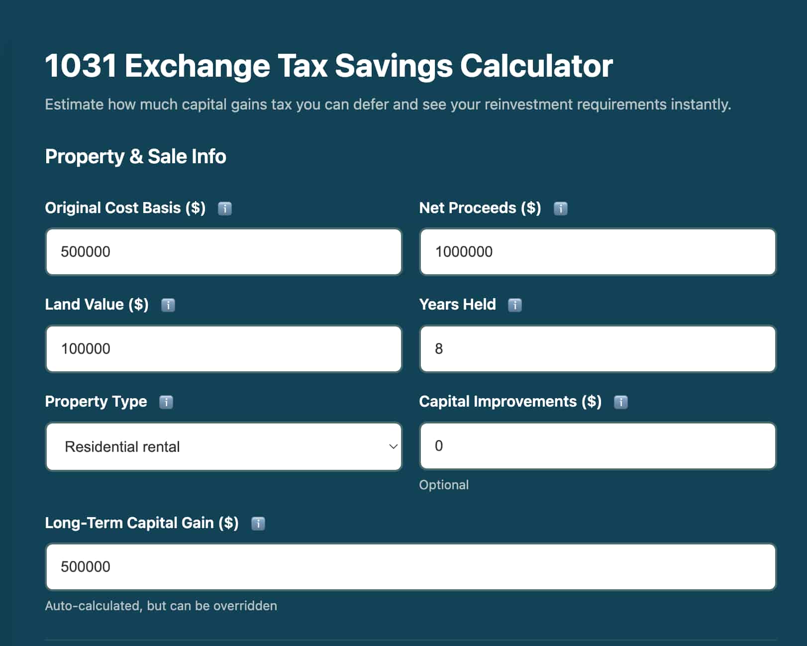 1031 Exchange Calculator | See Your Potential Tax Savings